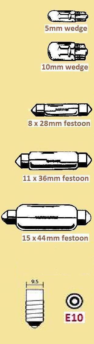 Festoon Bulb Size Chart Festoon Bulb Size Chart