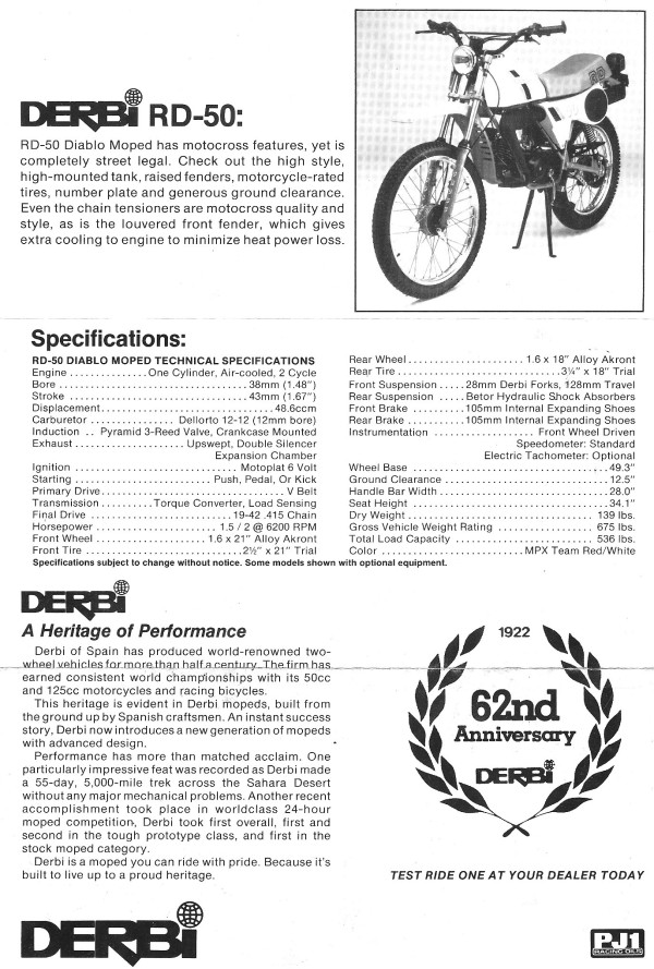 Derbi Models « Myrons Mopeds